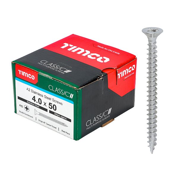 Timco A2 Stainless Steel Classic Screw Csk Pozi 4 x 50mm
