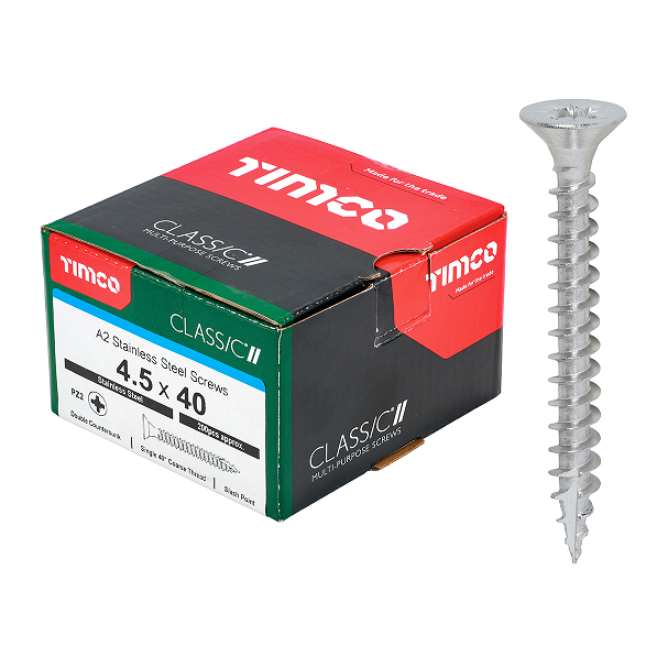 Timco A2 Stainless Steel Classic Screw Csk Pozi 4.5 x 40mm