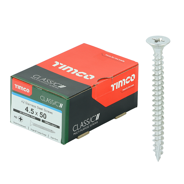 Timco A2 Stainless Steel Classic Screw Csk Pozi 4.5 x 50mm