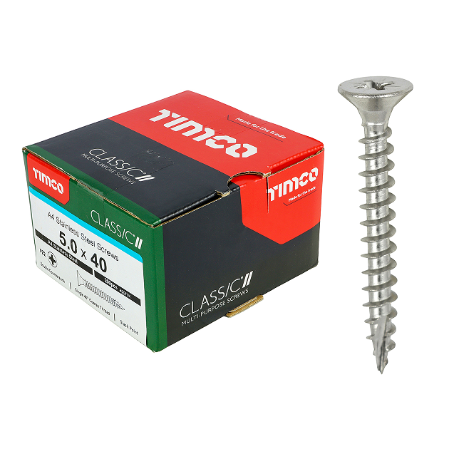 Timco A4 Stainless Steel Classic Screw Csk Pozi 5.0 x 40mm
