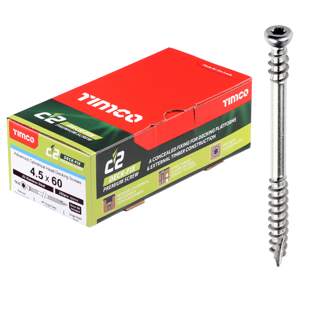 C2 Cylinder Stainless Steel Decking Screw 4.5 x 60mm