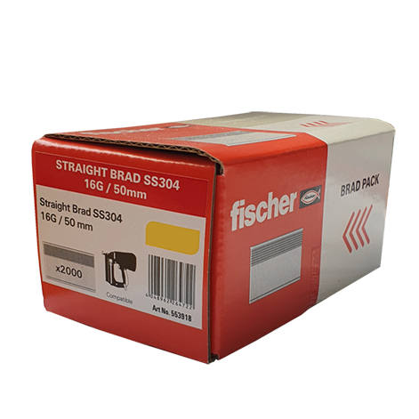 Fischer 16G Galvanised Nails - 38mm Straight No Gas