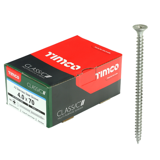 Timco A2 Stainless Steel Classic Screw Csk Pozi 4 x 70mm